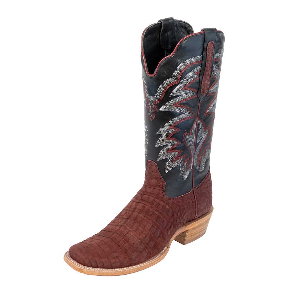 R. Watson Men's Nubuck Rhubarb Caiman Belly Cutter Toe Boot — Teskeys