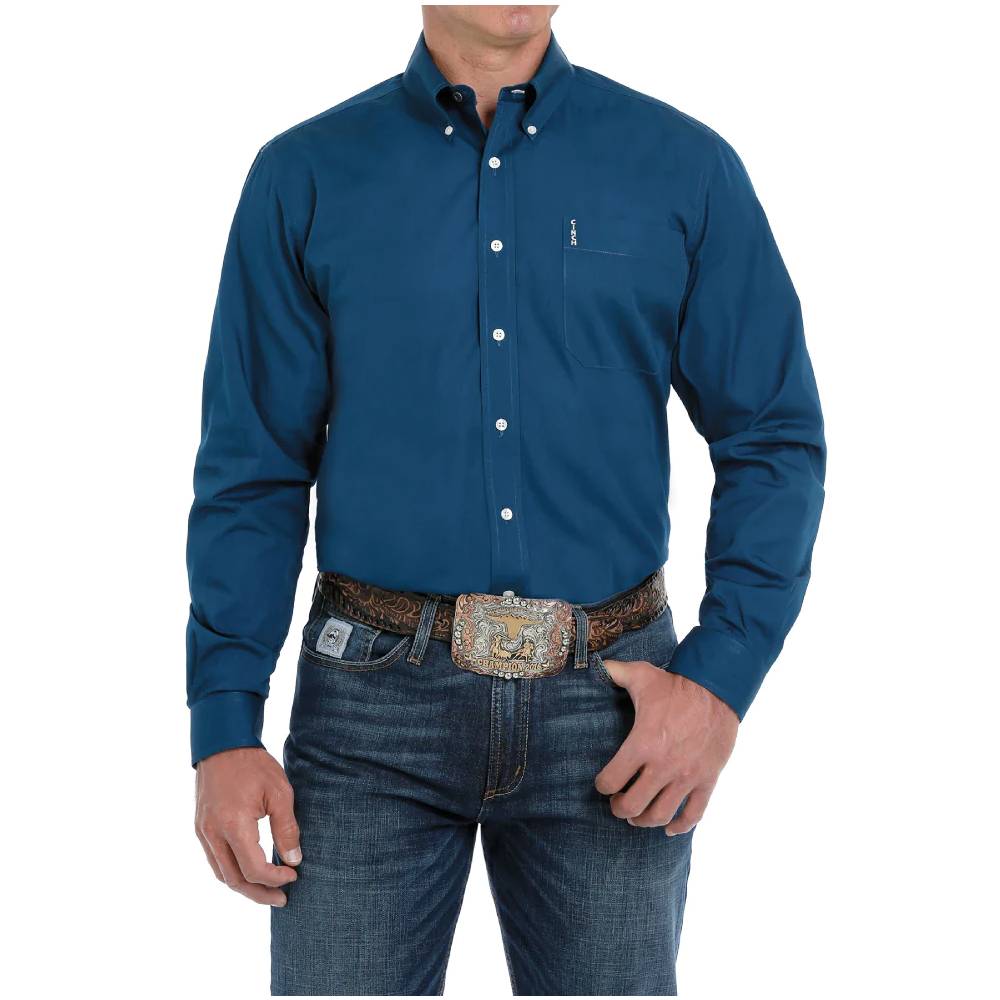 Cinch Men's Solid Blue Button Shirt - Modern Fit - Teskeys