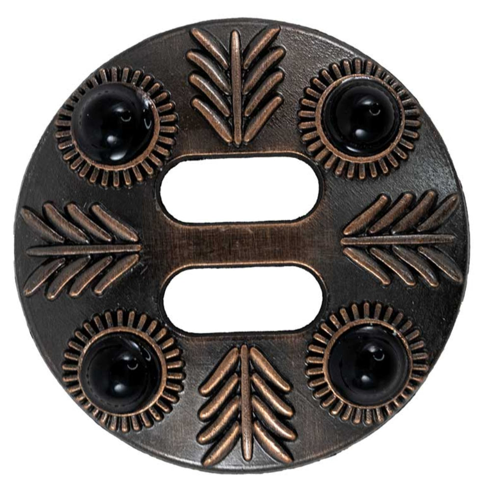 Feathered Black Stone Slotted Concho - Teskeys