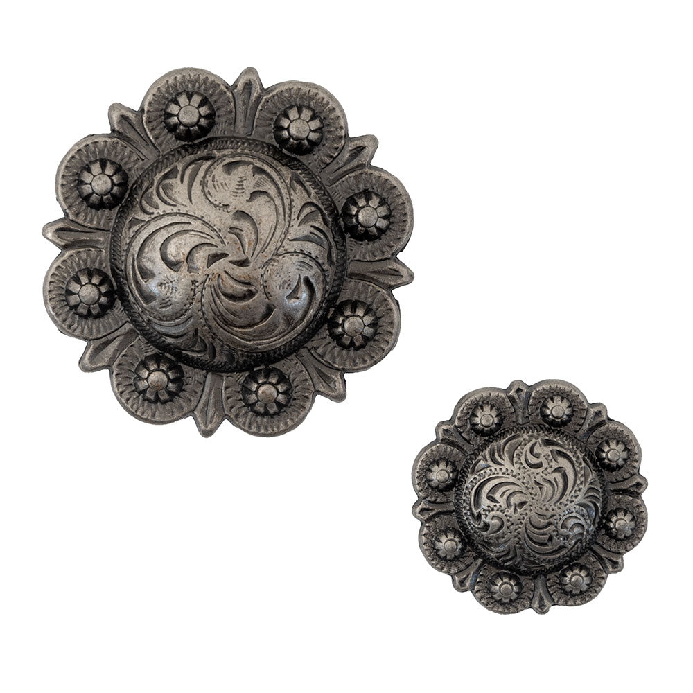 Antique Nickel Floral Berry Concho - Teskeys