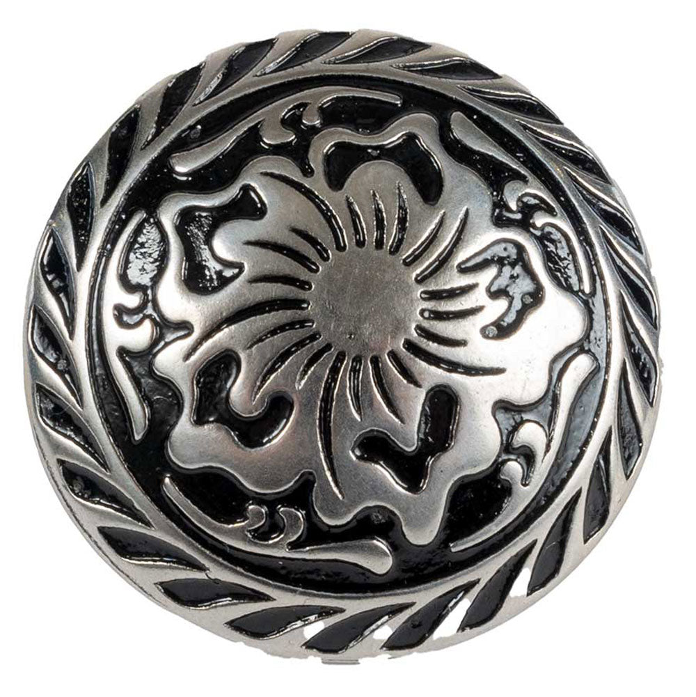 Silver & Black Floral Concho with Wood Screws - Teskeys