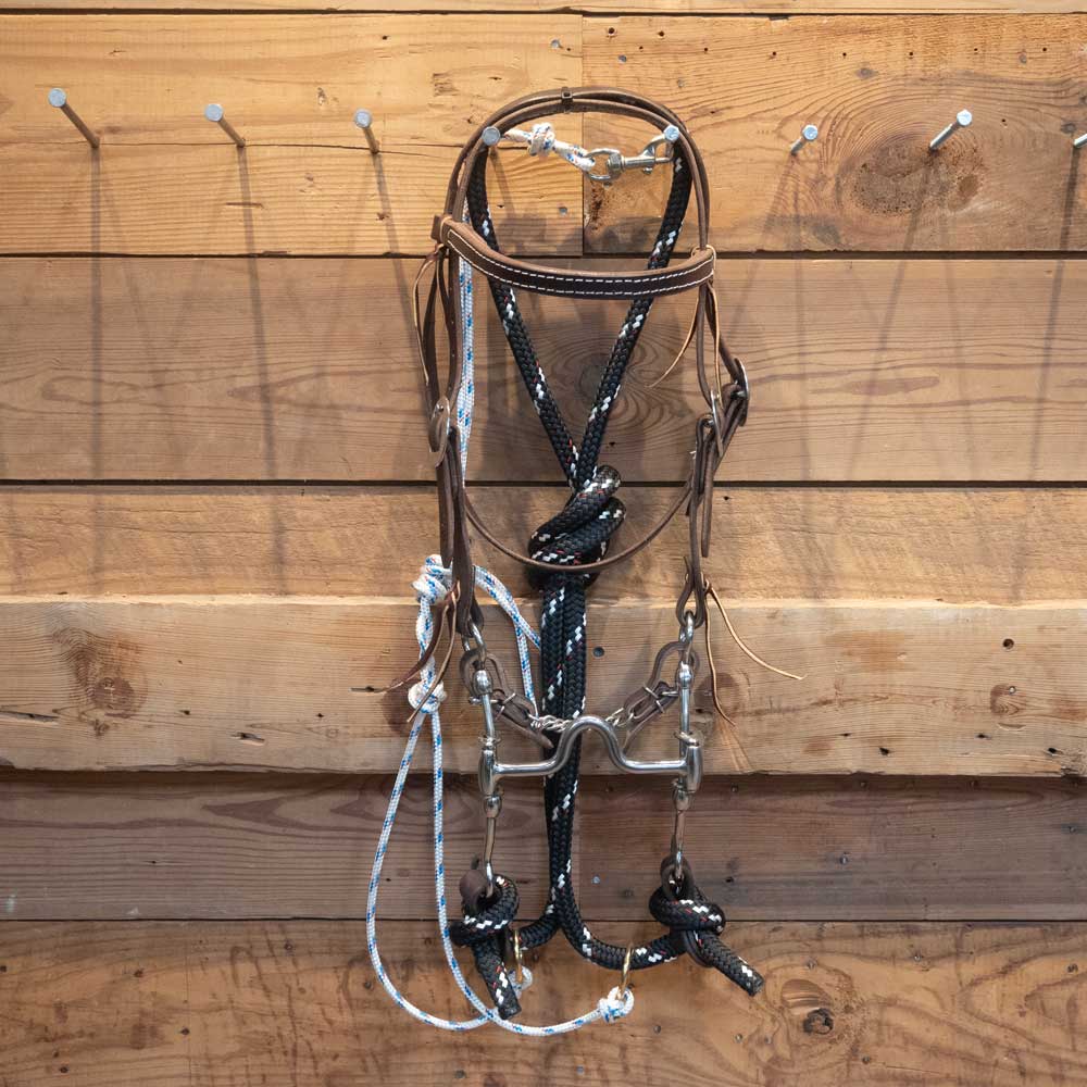 Cow Horse Supply Solid Port Gag Bridle Rig w/String Rope Martingale ...