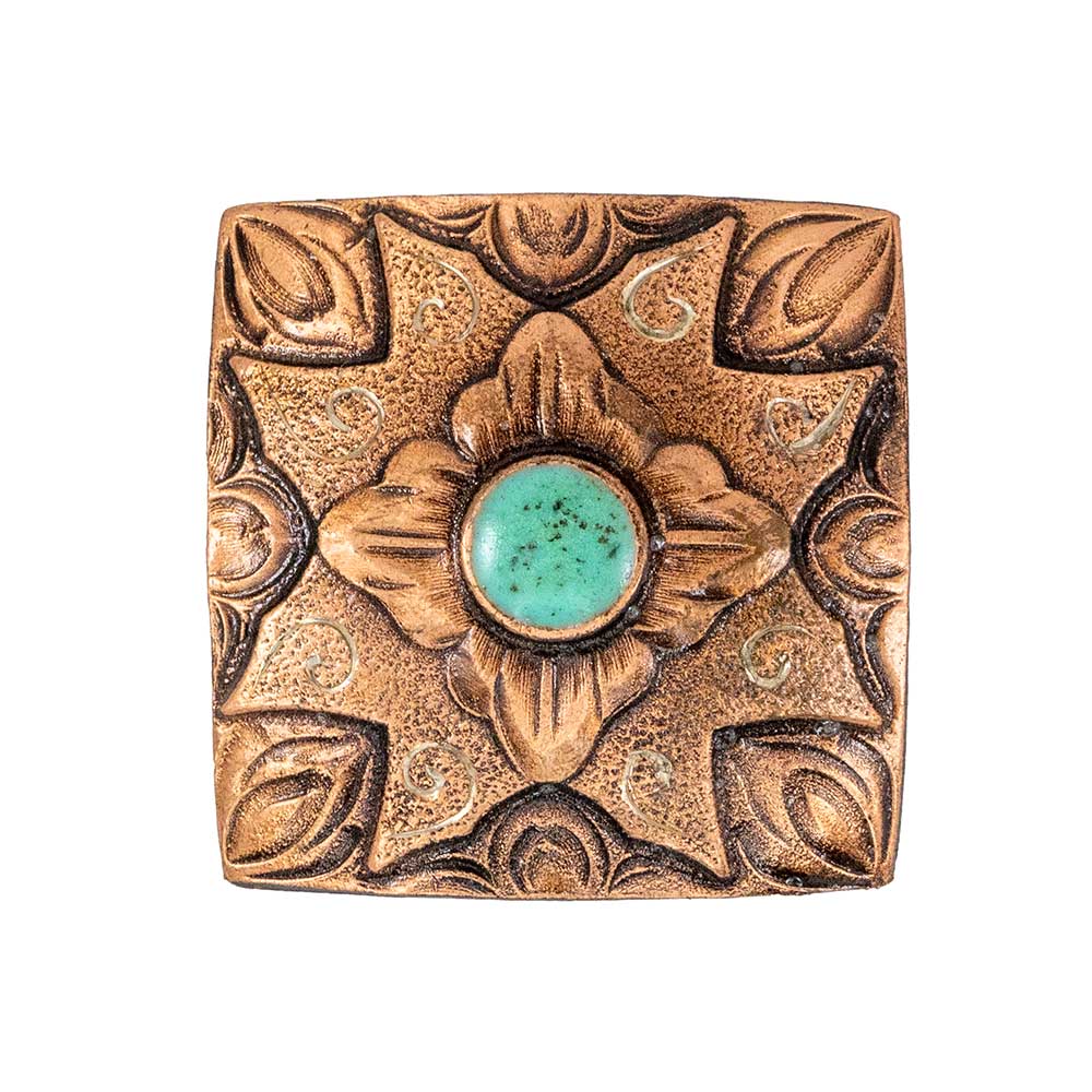 Square Copper Flower Concho - Teskeys