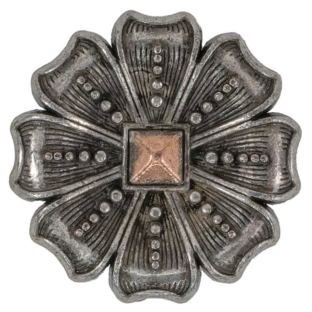 Silver Flower Concho with Copper Center - Teskeys