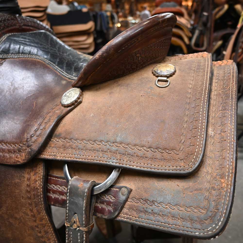 14" USED ADAMS ROPING SADDLE - Teskeys