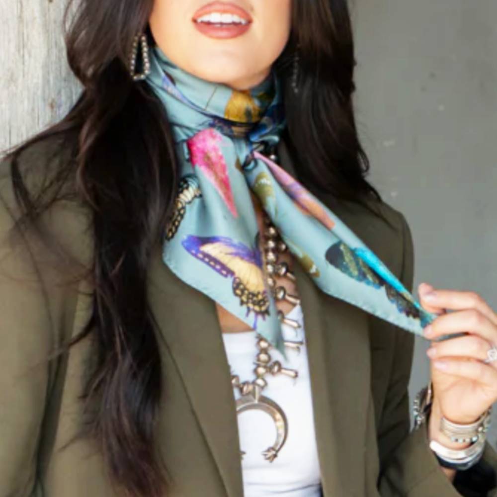 Fringe Scarves "Butterflies" Long Wild Rag - Teskeys