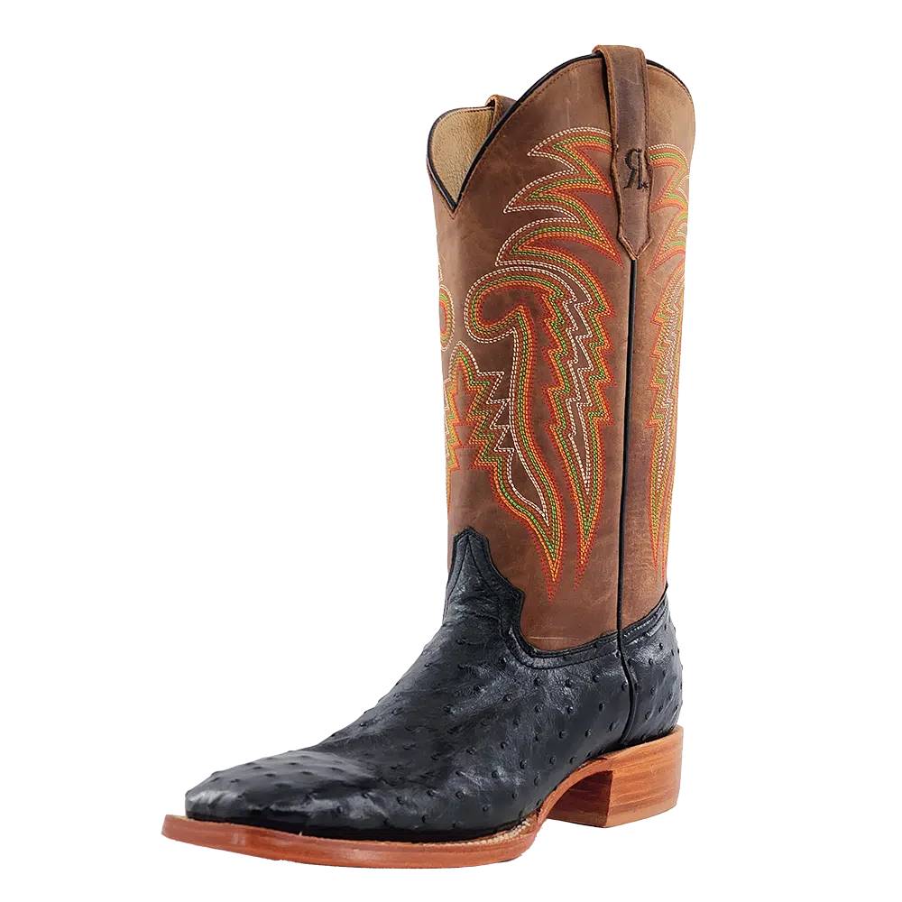 R. Watson Men's Black Full Quill Ostrich Boot - Teskeys
