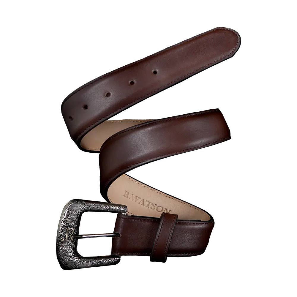 R. Watson Chocolate Calf Skin Belt - Teskeys