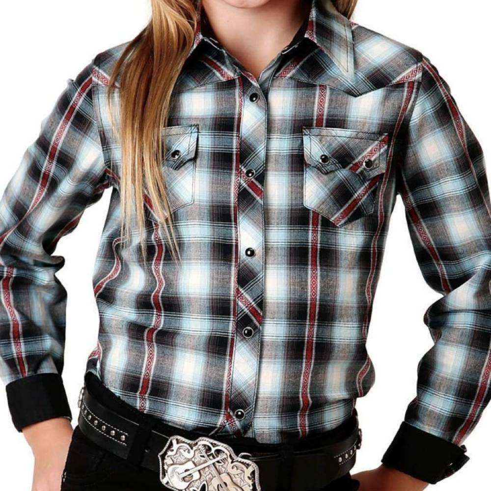 Roper Girl's Dusk Dobby Performance Snap Shirt - Teskeys