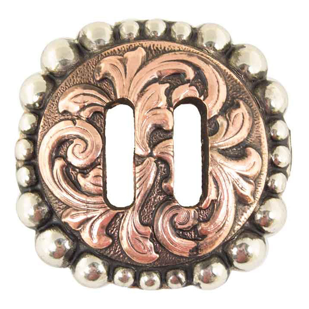 Slotted Antique Floral Copper And Dot Concho - Teskeys