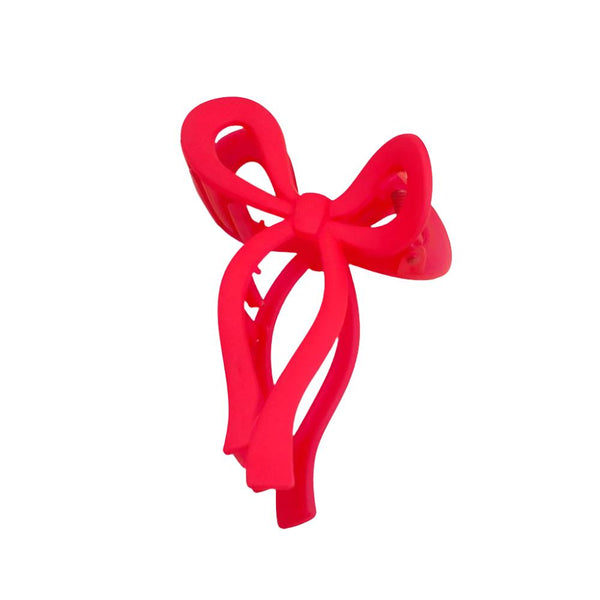 Matte Bow Hair Claw Clip - Poinciana Red - Teskeys