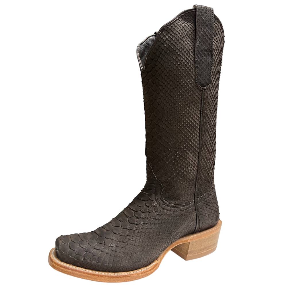 R. Watson Women's Chocolate Nubuck Python Cutter Toe Boot — Teskeys
