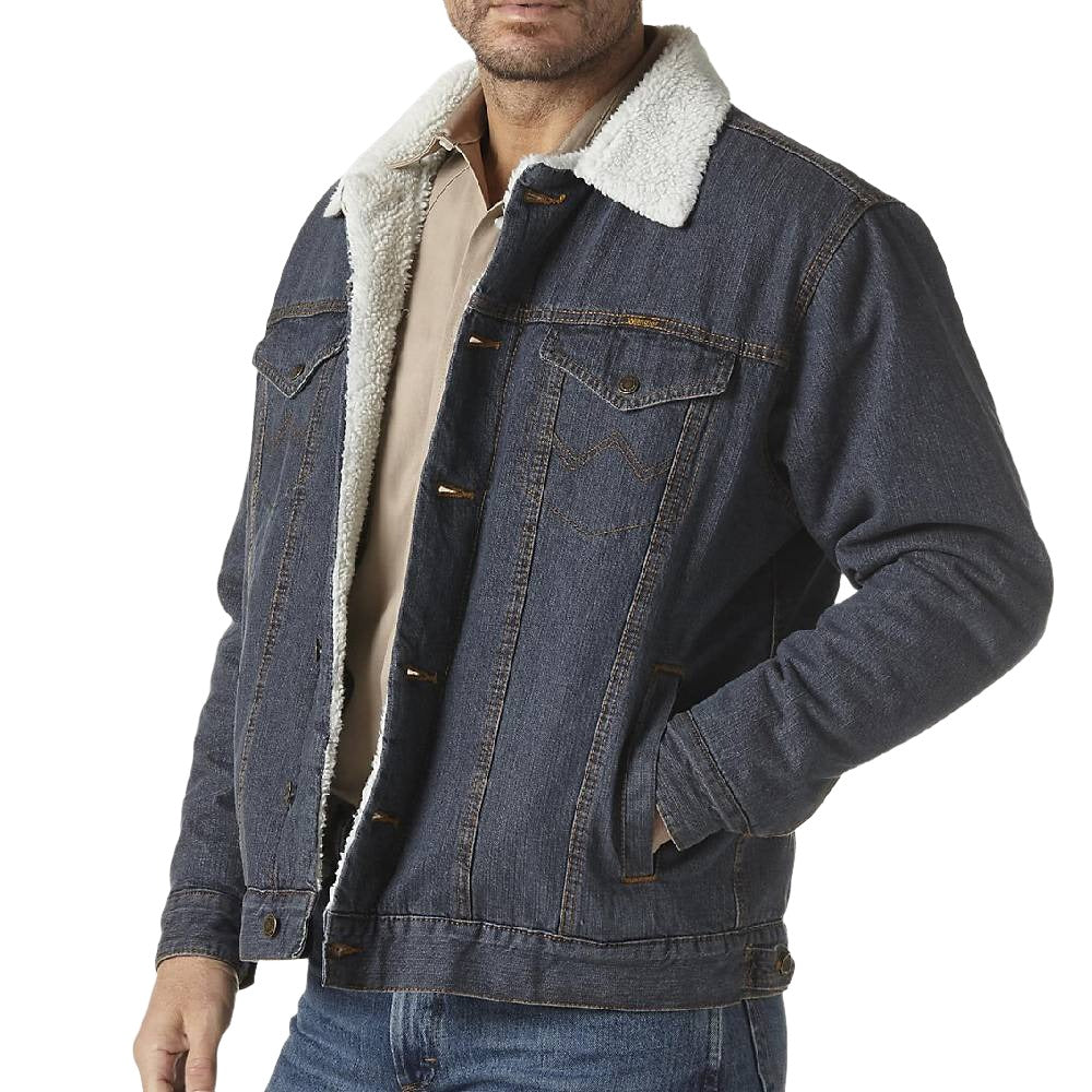 Wrangler Men's Sherpa Lined Denim Jacket - Rustic — Teskeys