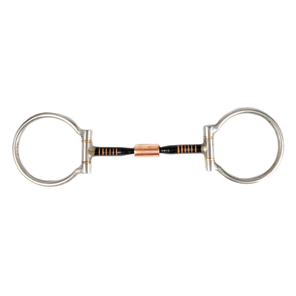 Stainless Steel Racing Ring Snaffle with Copper Inlay and Roller Mouth ...