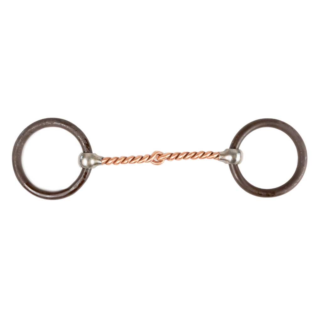 Antique Brown Loose O-Ring Twisted Copper Snaffle Mouth Bit - Teskeys