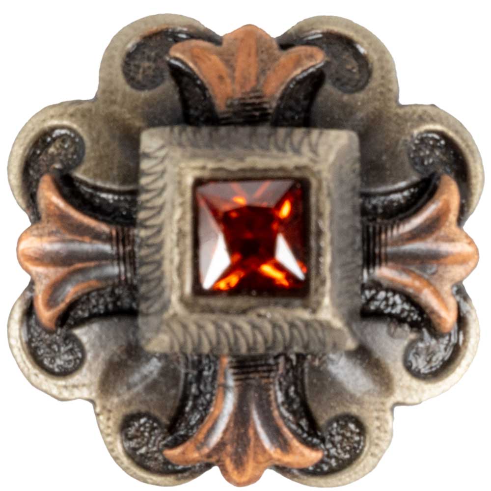 Copper Flower Concho with Red Stone - Teskeys