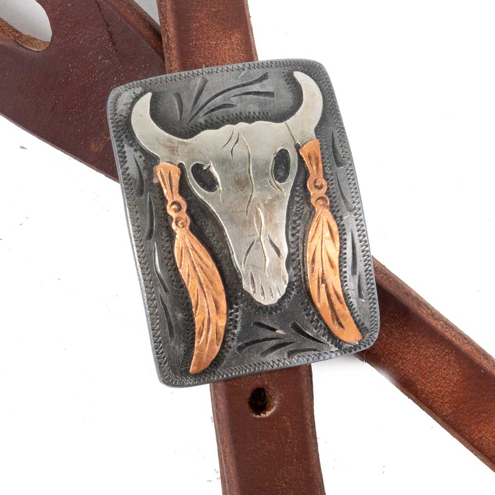 Cowperson Tack 5/8" Slit Ear Headstall w/Longhorn Buckle - Teskeys