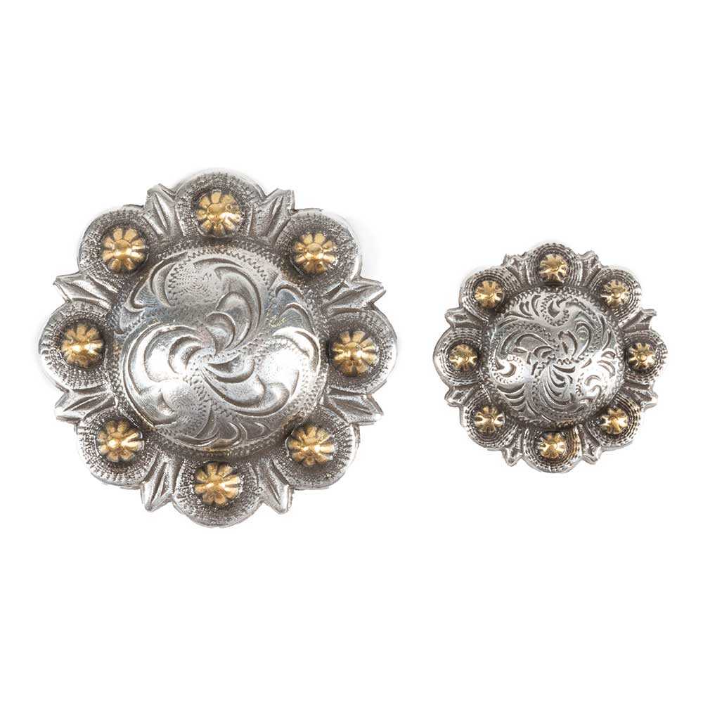 Antique with Gold Dots Floral Concho - Teskeys