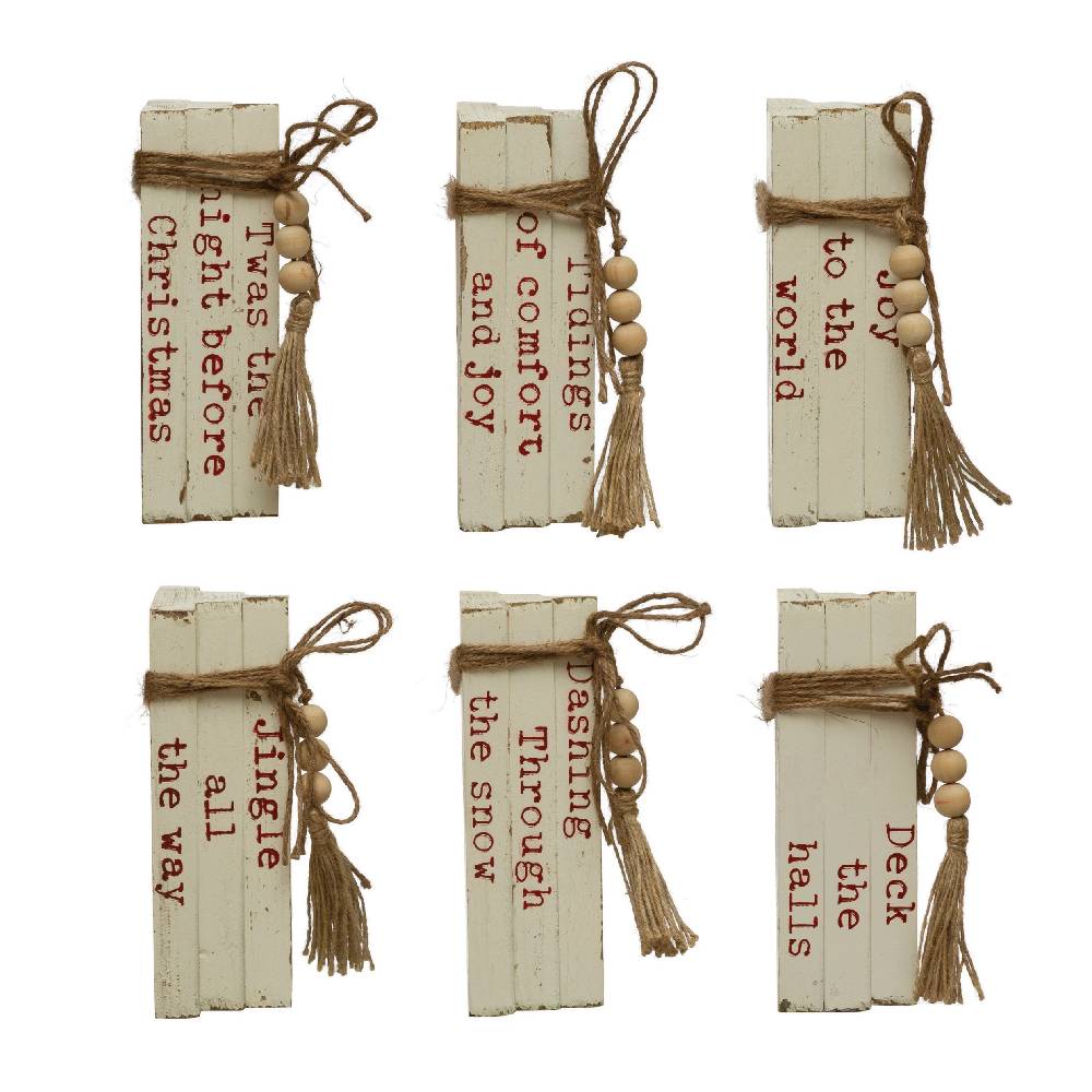 Faux Wood Block Books with Holiday Saying - FINAL SALE - Teskeys
