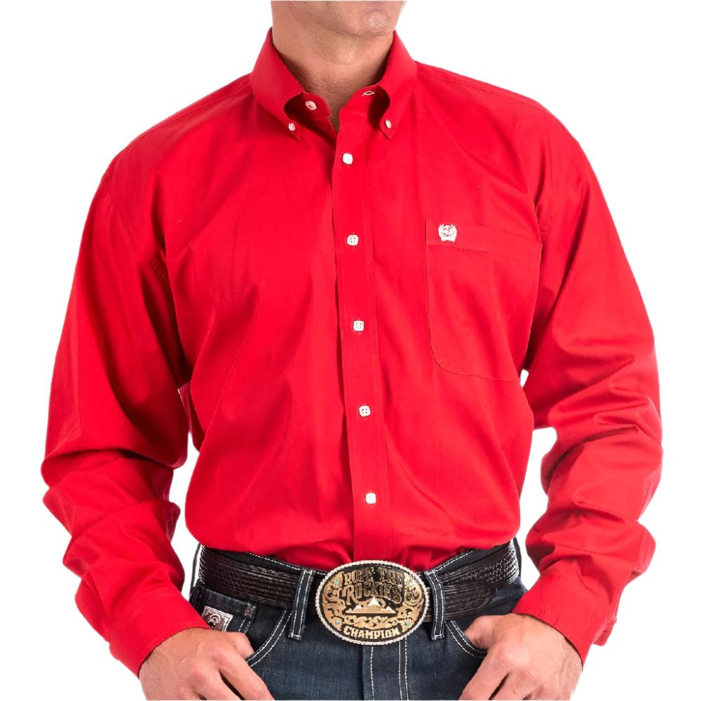 Cinch Men's Solid Red Button Shirt - Teskeys