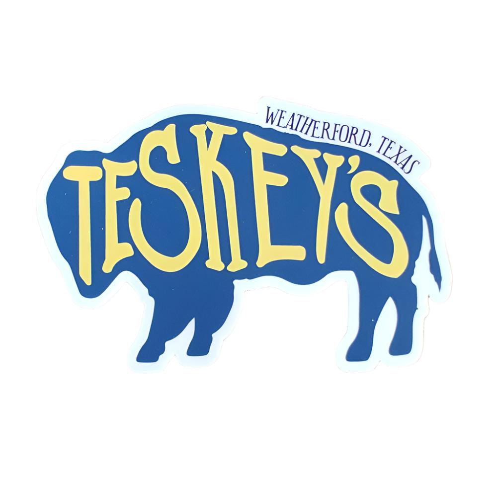 Teskey's Buffalo Die-Cut Vinyl Sticker - Blue/Yellow — Teskeys