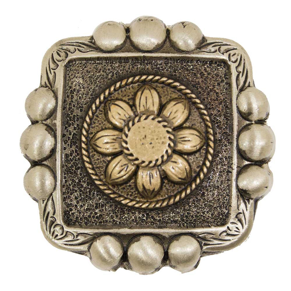 Antique Silver and Gold Flower Concho — Teskeys