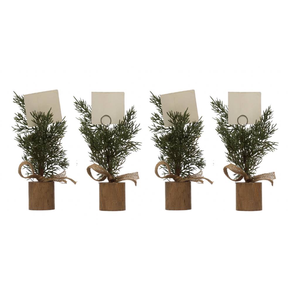 Faux Pine Tree Place Card/Photo Holder - Set of 4 - Teskeys