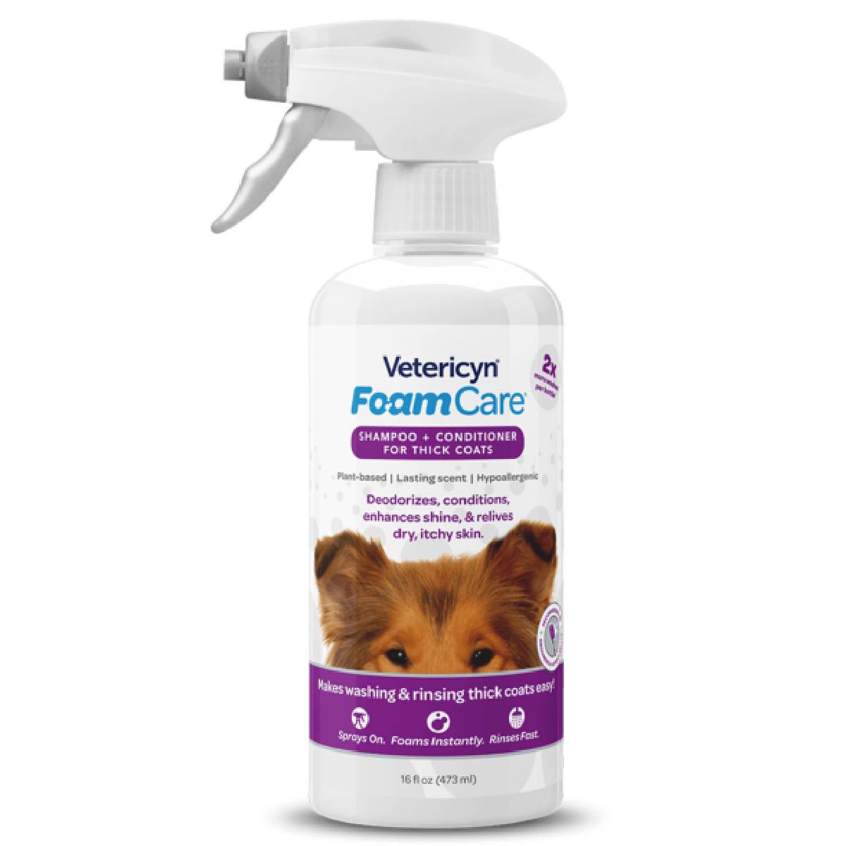 Vetericyn Foaming Spray Shampoo - Thick Coats - Teskeys